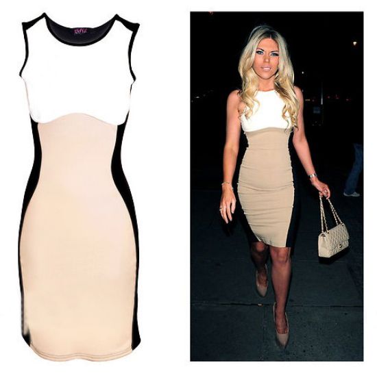 Vogue Women Optical Illusion Contrast Bodycon Ladies Cocktail Slim